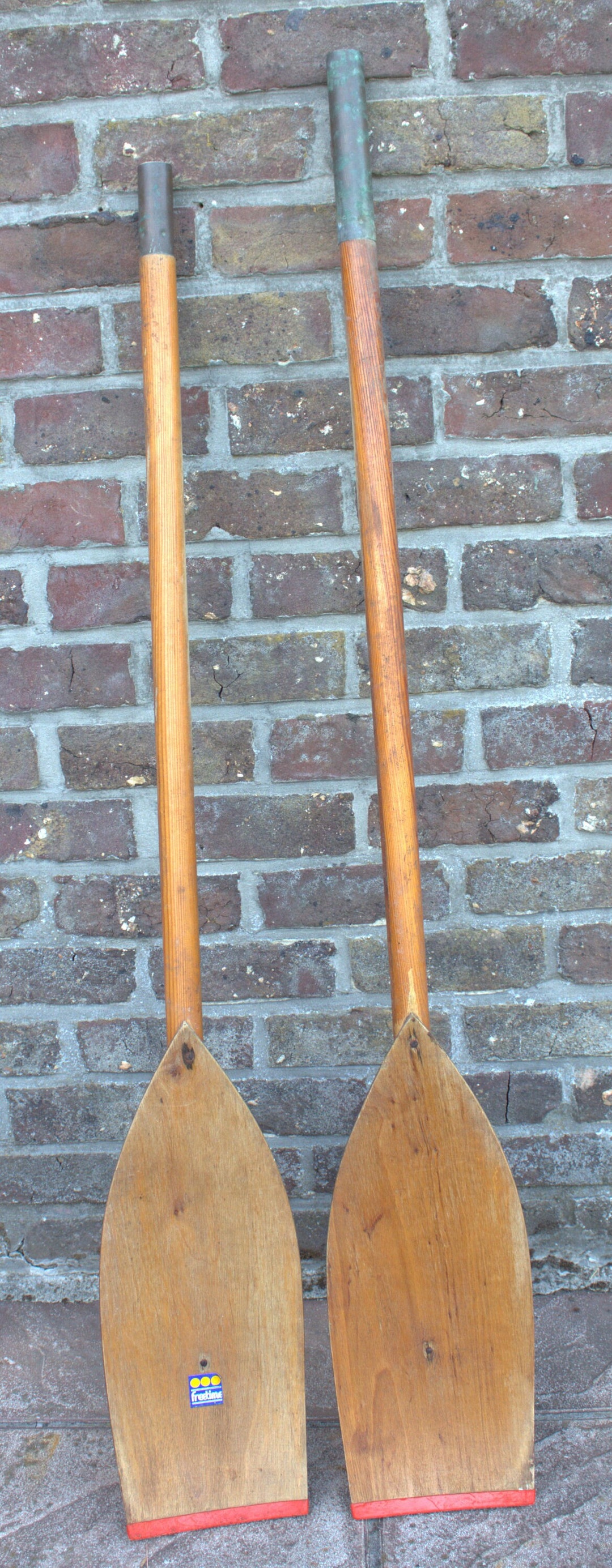 Antique Wooden Rowing Oars With Vintage Copper Connectors Wall ...