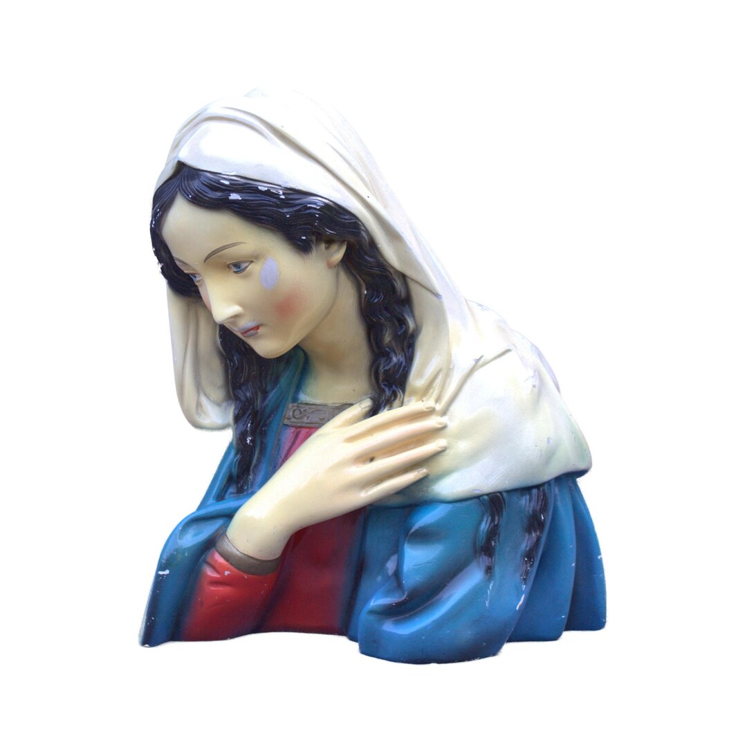 Vintage Plaster Bust of Virgin Mary: French Religious Icon, 1940s - Etsy