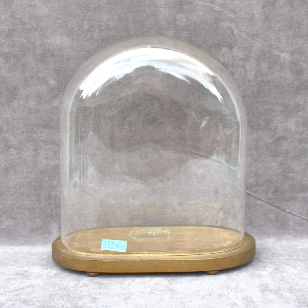 Vintage Oval Glass Cloche 13.78 X 12.20 X 6.50 Inch Dome Globe 35 X 31 ...