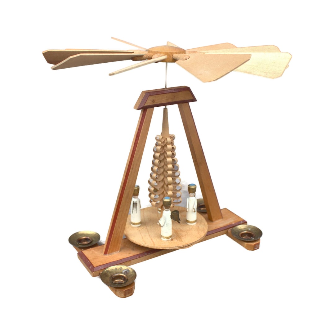 Vintage Wooden Christmas Pyramid Wind Chime Hand-painted Erzgebirge ...