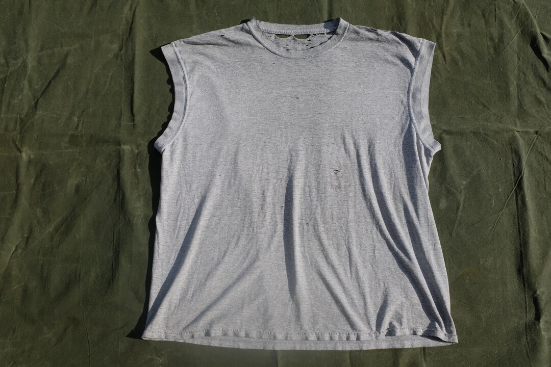 70s 80s 90s VINTAGE Heather Grey Threadbare Muscle Tank Top Shredded ...