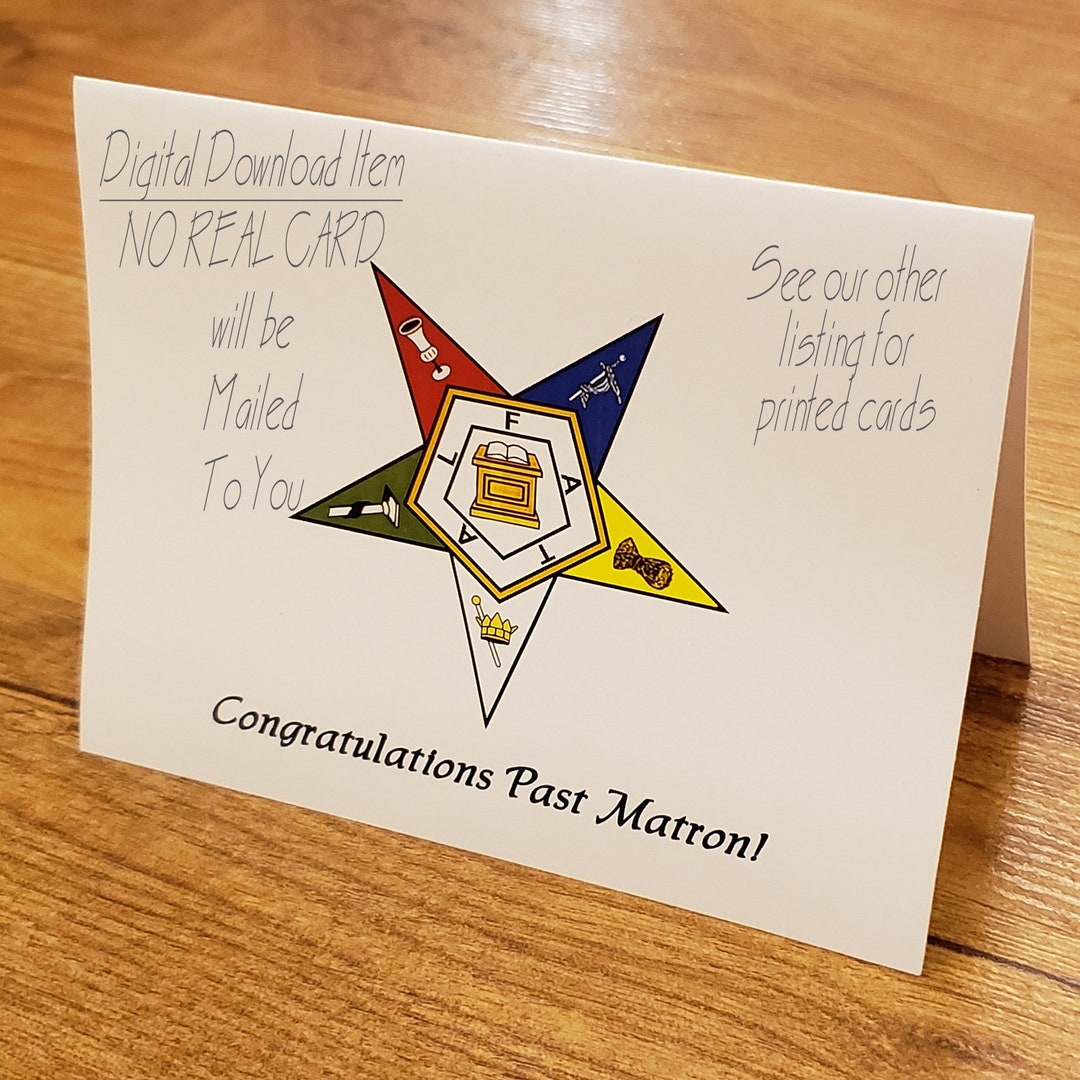 OES Congrats PM Past Worthy Matron Greeting Card Eastern Star Digital ...