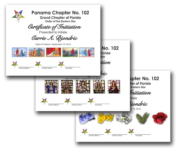 OES Certificate of Initiation Signatures Eastern Star - Etsy