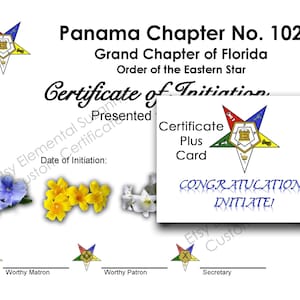 OES Certificate of Initiation Signatures Eastern Star - Etsy