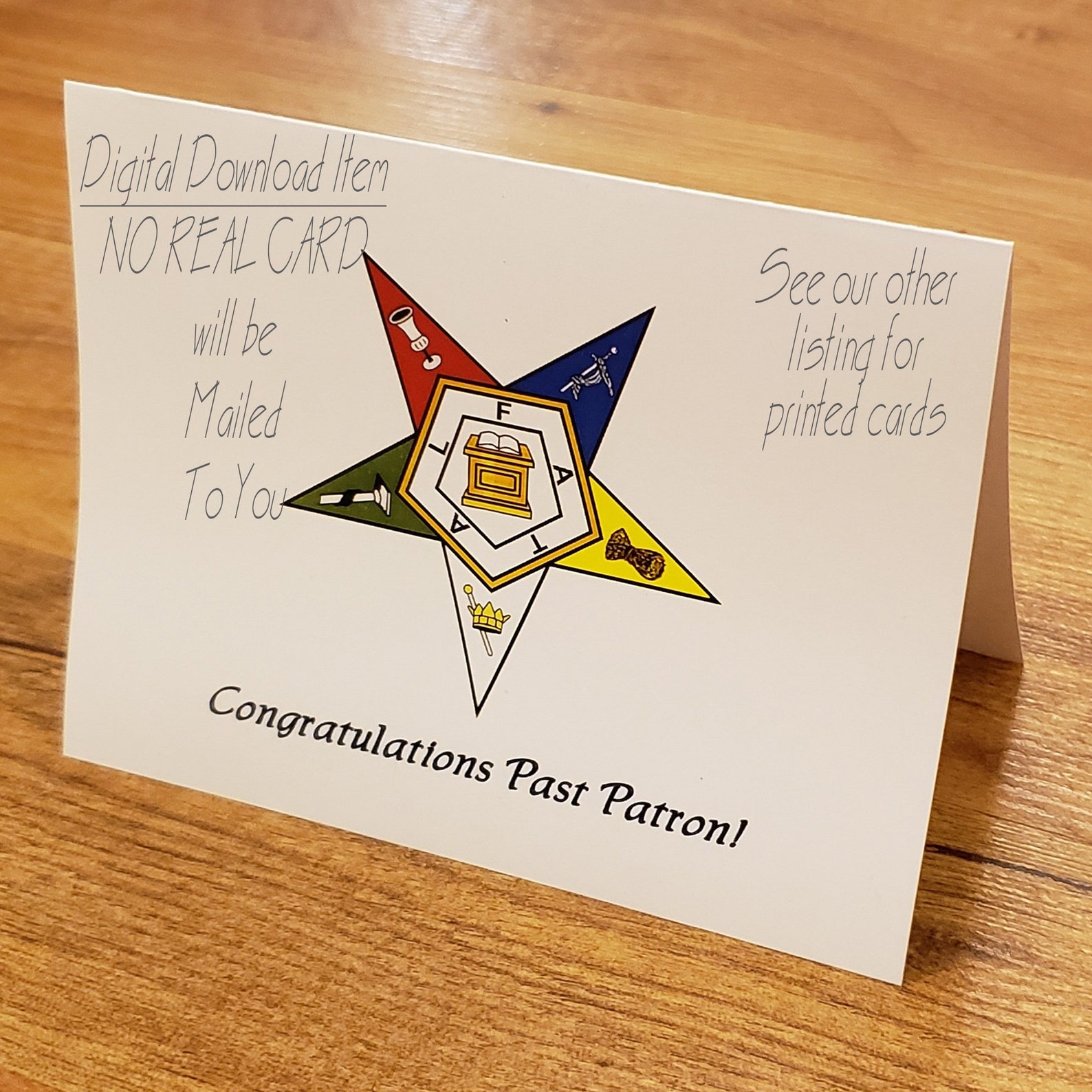 OES Congratulations Past Worthy Patron Greeting Card Eastern Star ...