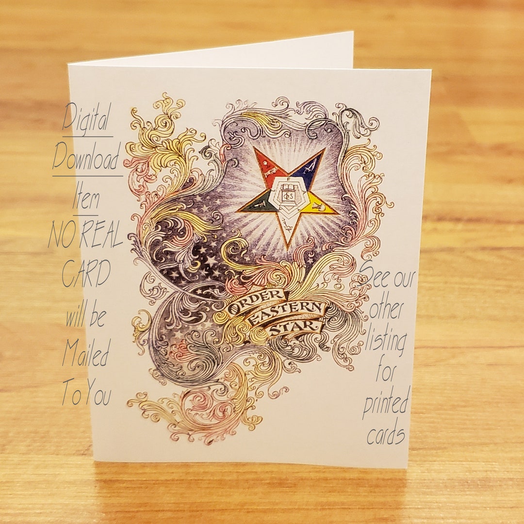 OES Vintage Swirls Greeting Card Eastern Star Notecards Digital ...