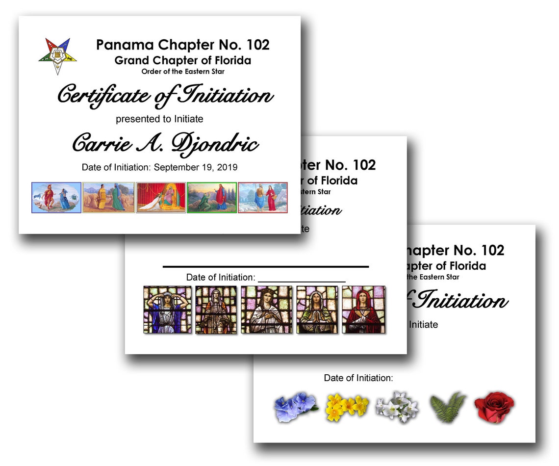 OES Certificate of Initiation Eastern Star - Etsy