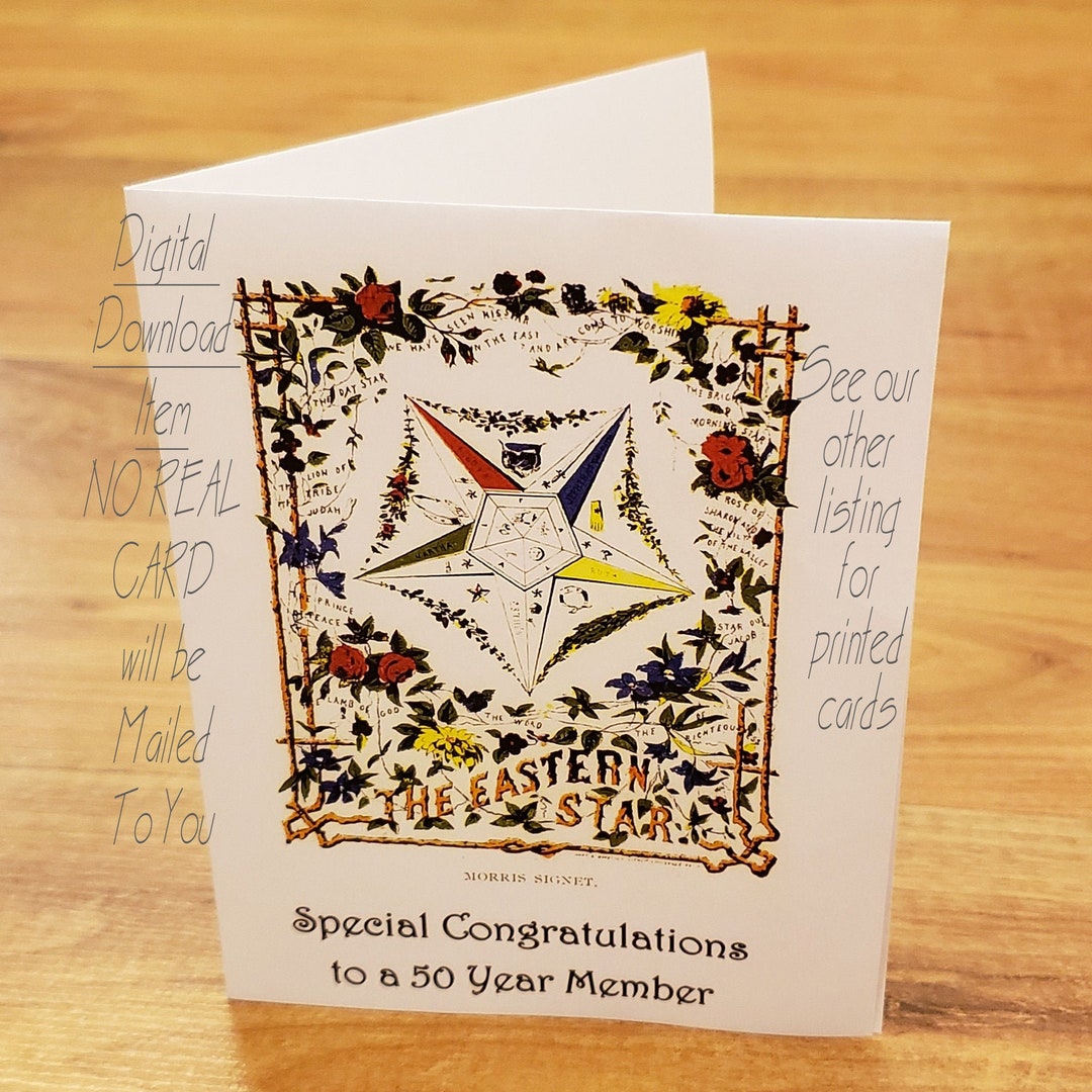 OES 50 Year Member Congratulations Greeting Card Vintage Morris Signet ...