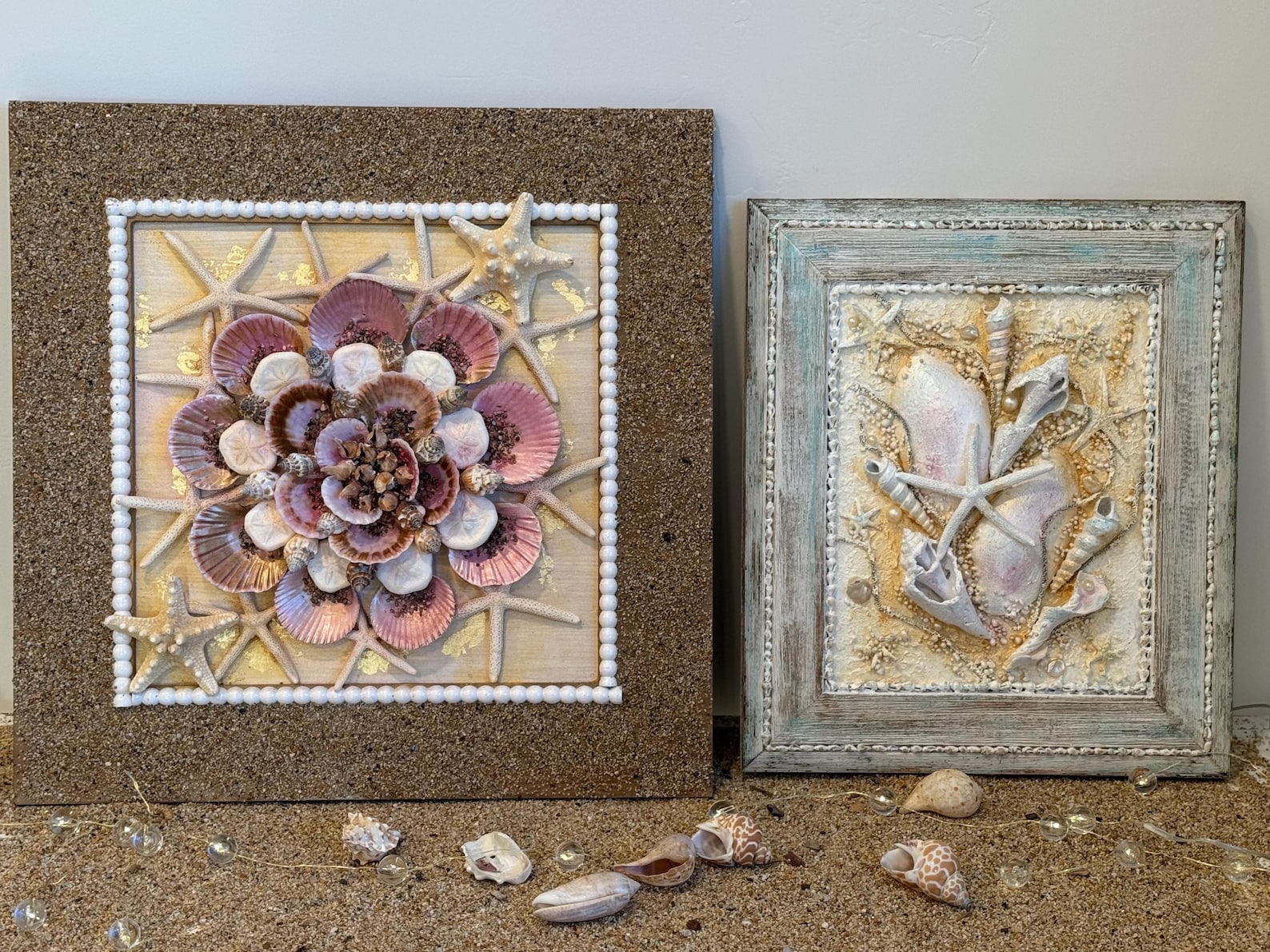 Large 16x 16, Seashell Art, Wall Decor, Seashells Flower, Perfect Gift ...