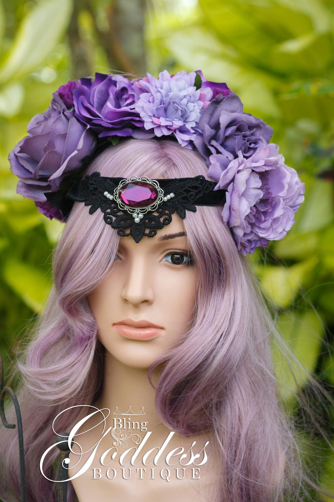 Gothic Lace Flower Crown Festival Cosplay Headpiece Art - Etsy