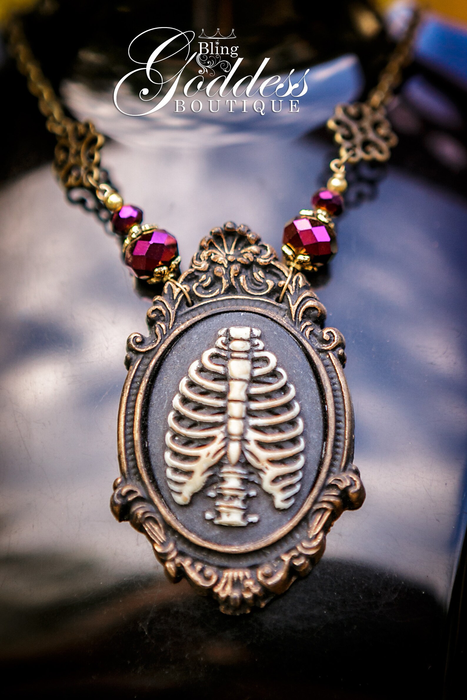 Necklace, Gothic, Skeleton, Old Bones, Halloween, Fantasy, Jewelry ...