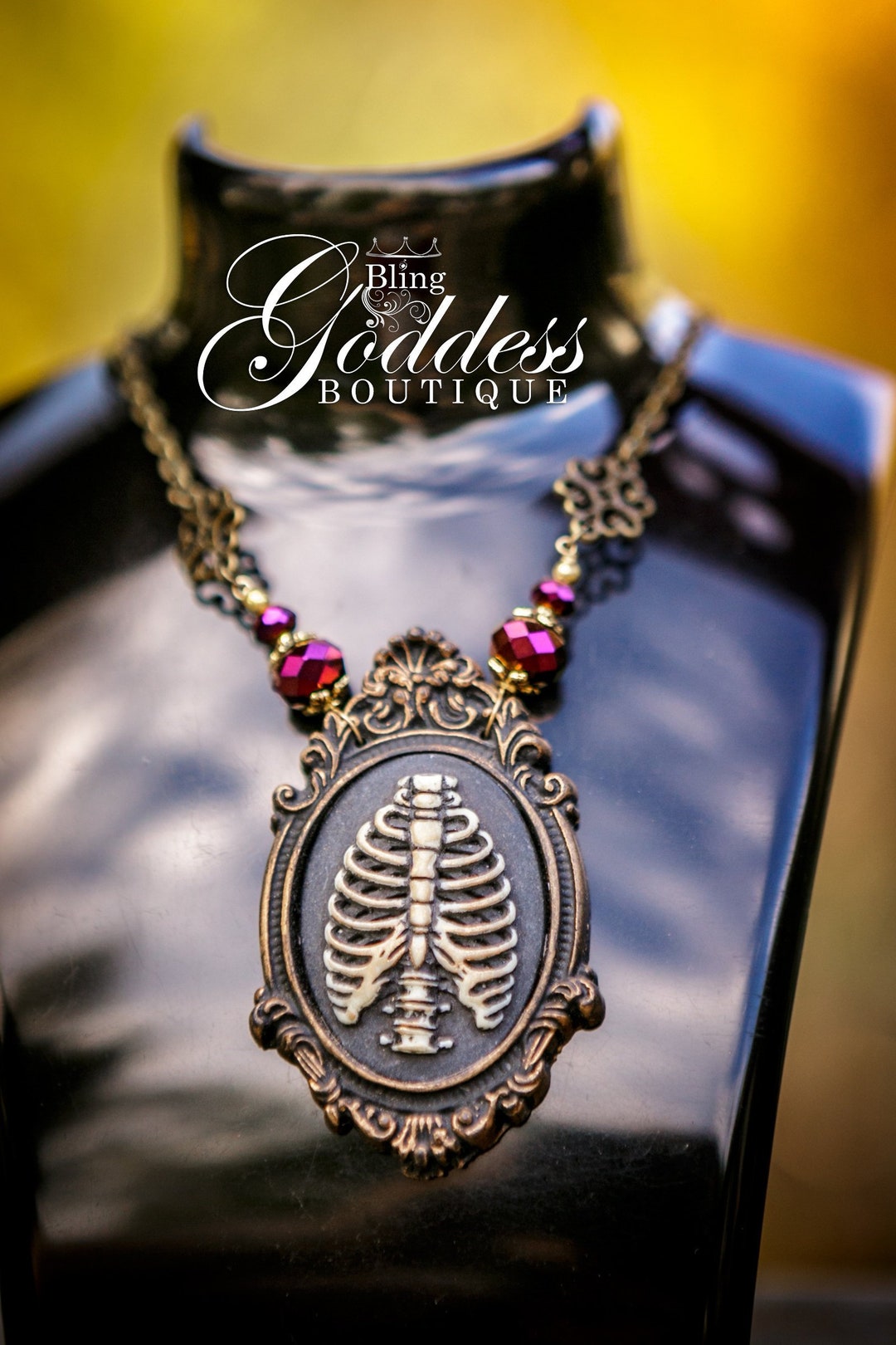 Necklace, Gothic, Skeleton, Old Bones, Halloween, Fantasy, Jewelry ...