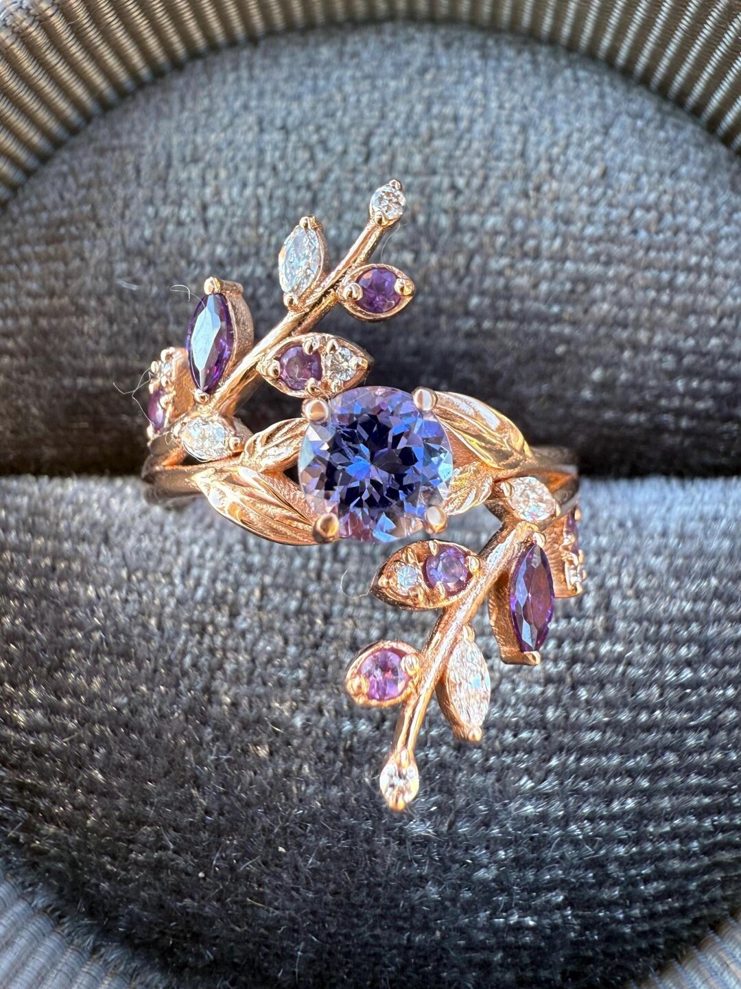 Purple Starburst Ring - Vine Themed Ring With Tanzanite, Amethyst ...