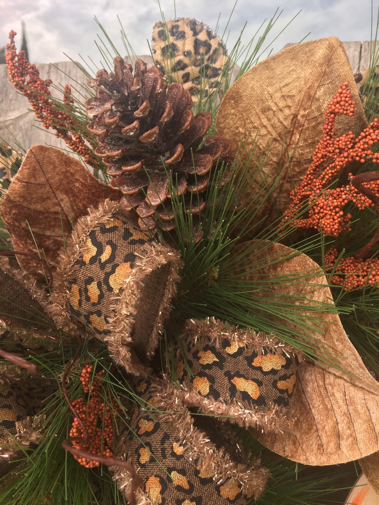 Leopard Pumpkin Fall Wreath for Front Door Leopard Fall - Etsy