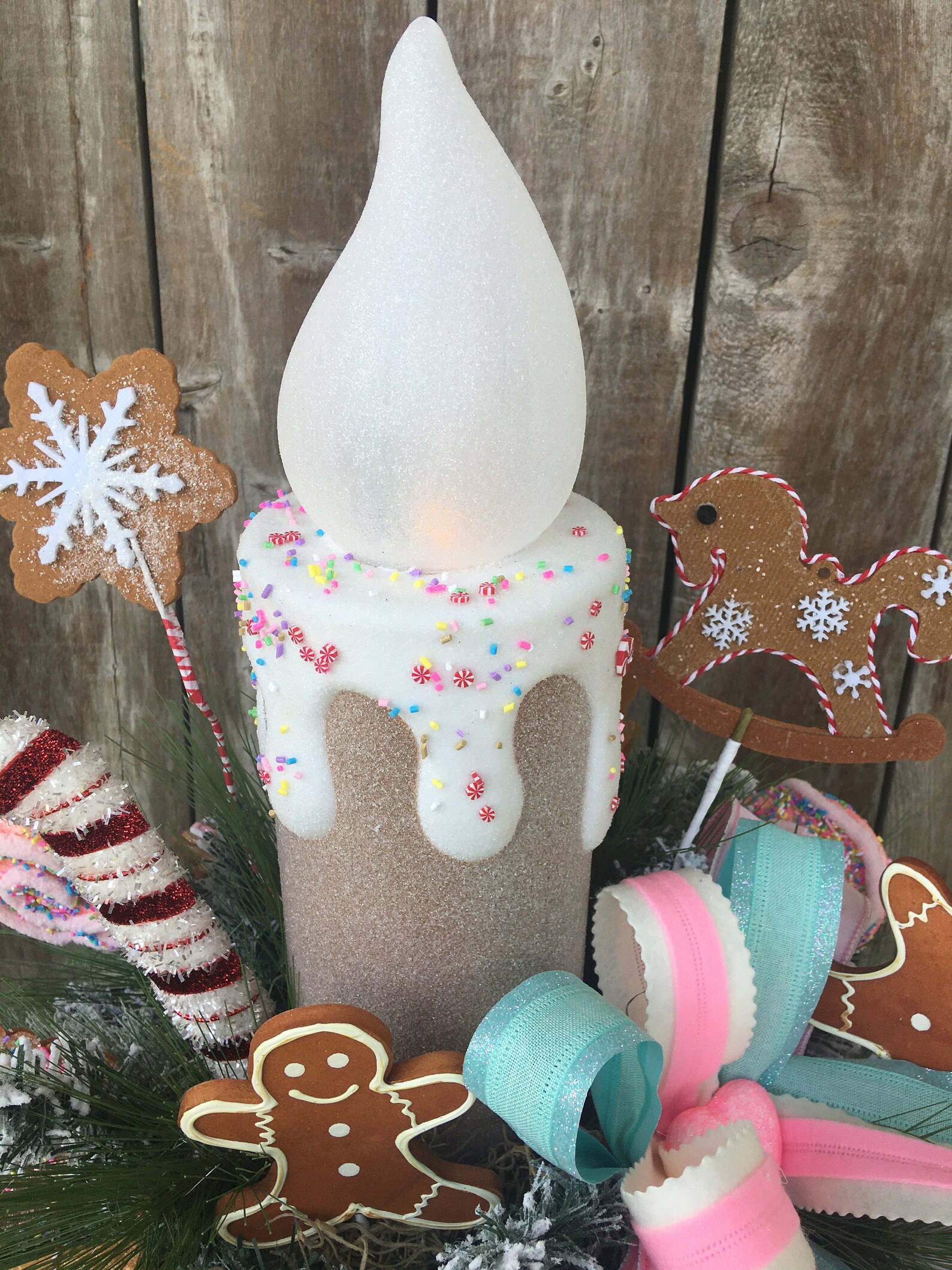 Christmas Gingerbread Battery Operated Candle Centerpiece, Candy Land ...