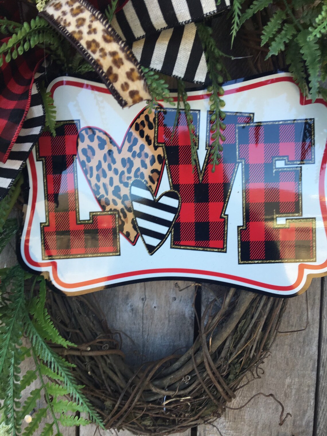 Leopard and Red Buffalo Check Valentine Wreath for Front Door - Etsy