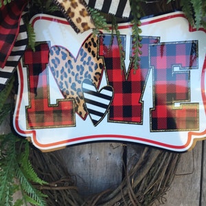 Leopard and Red Buffalo Check Valentine Wreath for Front Door - Etsy