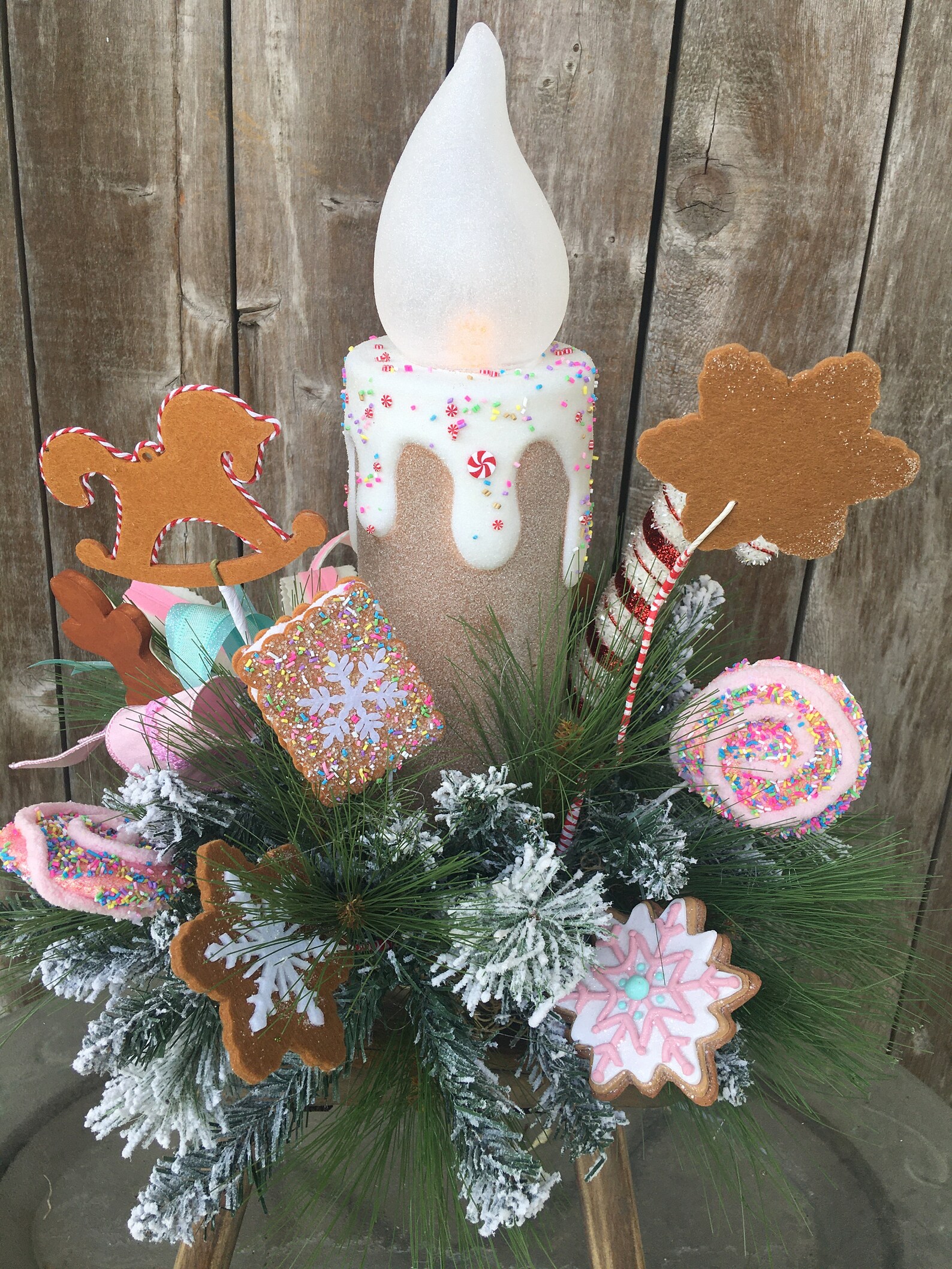 Christmas Gingerbread Battery Operated Candle Centerpiece, Candy Land ...