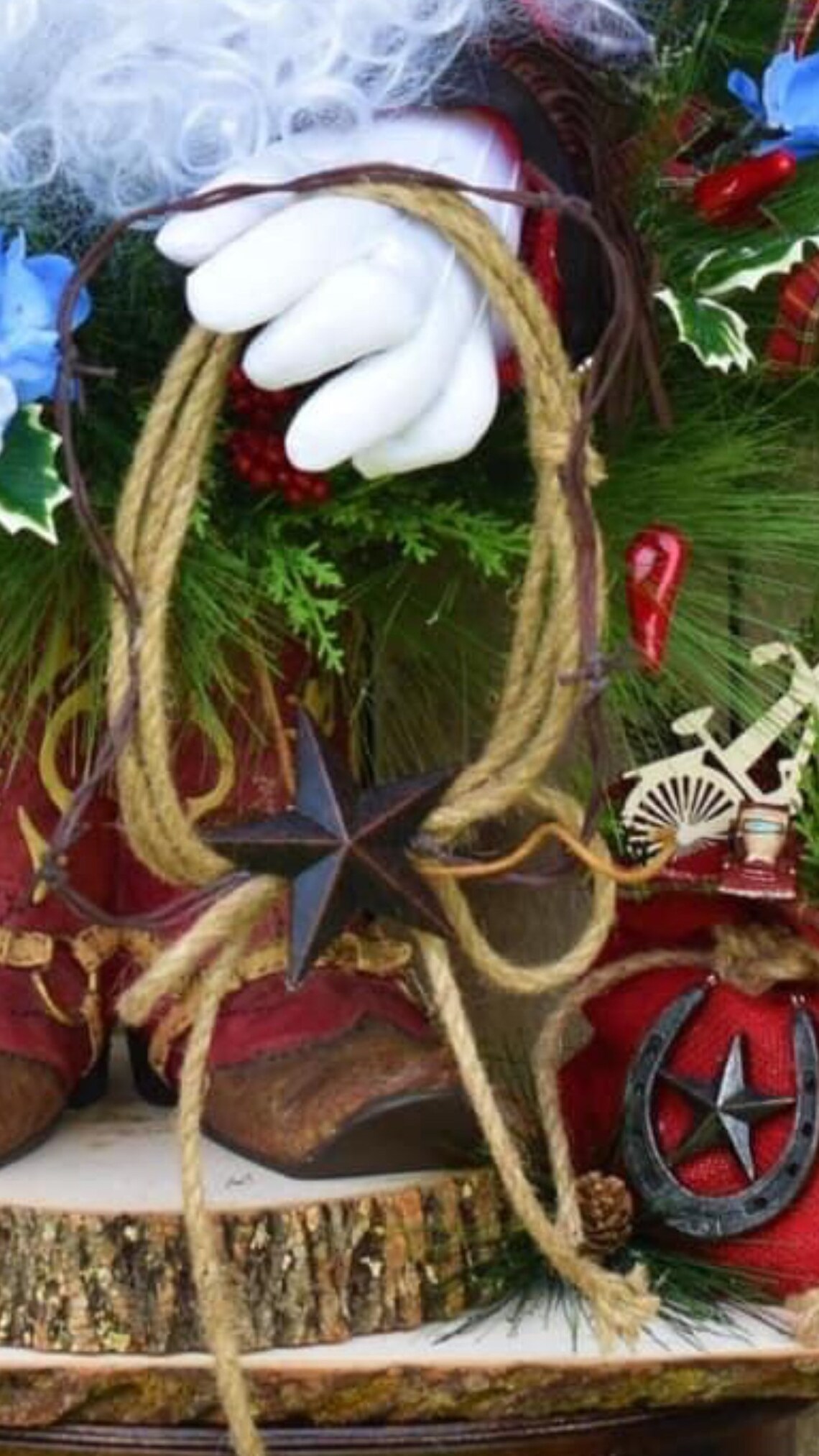 Texas Santa Centerpiece, Christmas Santa Tabletop Decor, Texas Santa ...