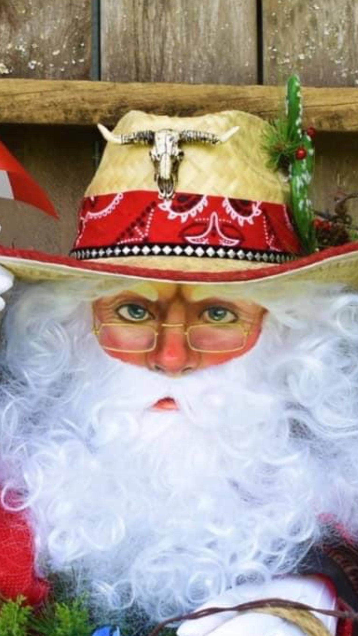 Texas Santa Centerpiece, Christmas Santa Tabletop Decor, Texas Santa ...