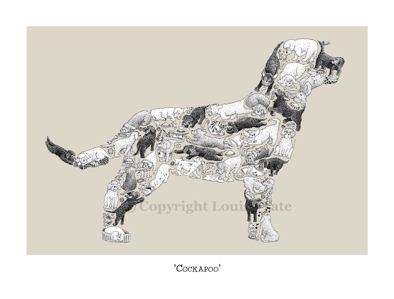 Cockapoo Print, Home Decor. Wall Art, Dog Breeds, Cockapoo Art ...