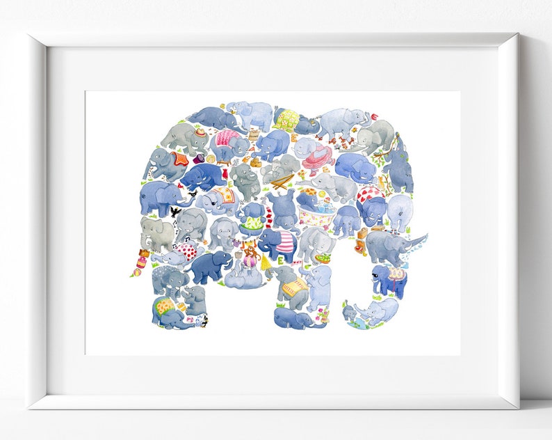 Elephant Print, Nursery Decor, Nursery Art, Abc Print, Elephant Picture ...