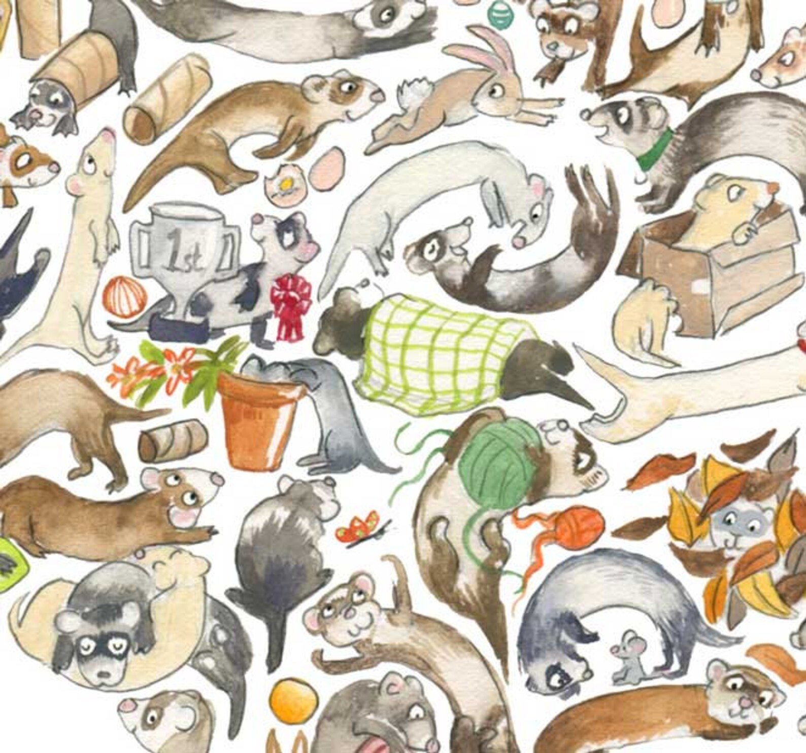 Ferret Print, Nursery Decor, Nursery Art, Abc Print, Animal Print ...