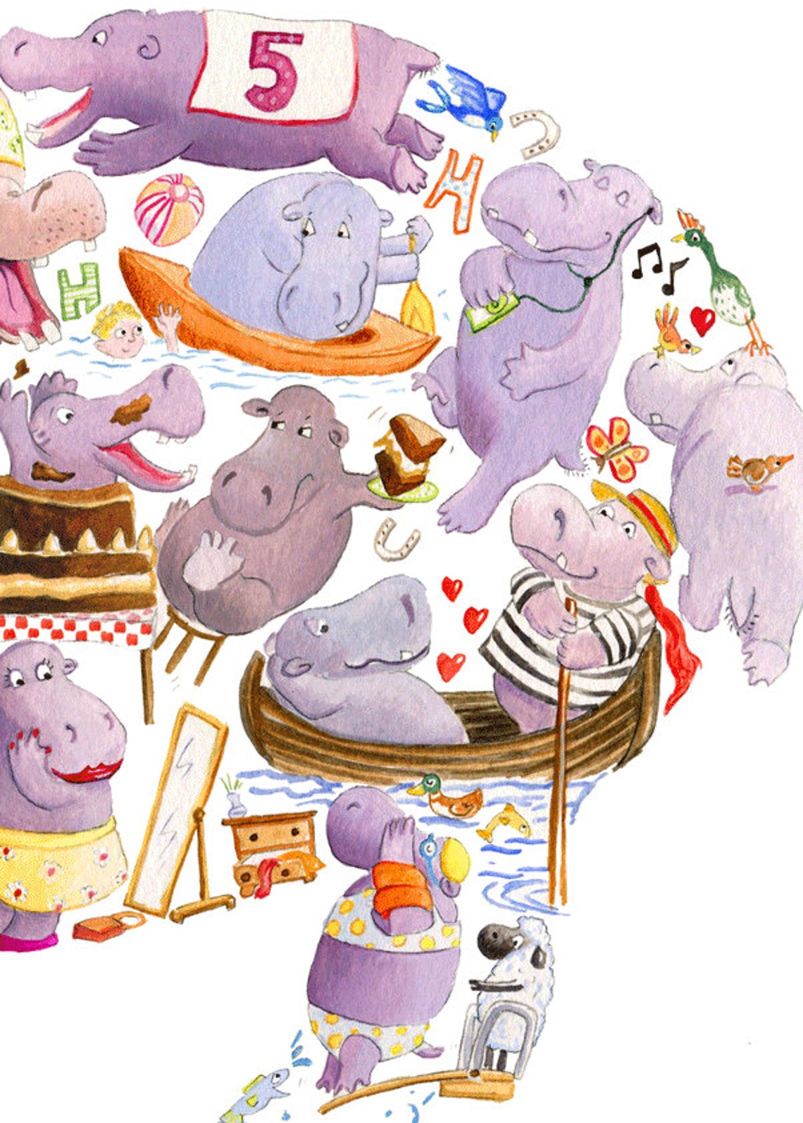 Hippo Print nursery decor nursery art abc print nursery | Etsy