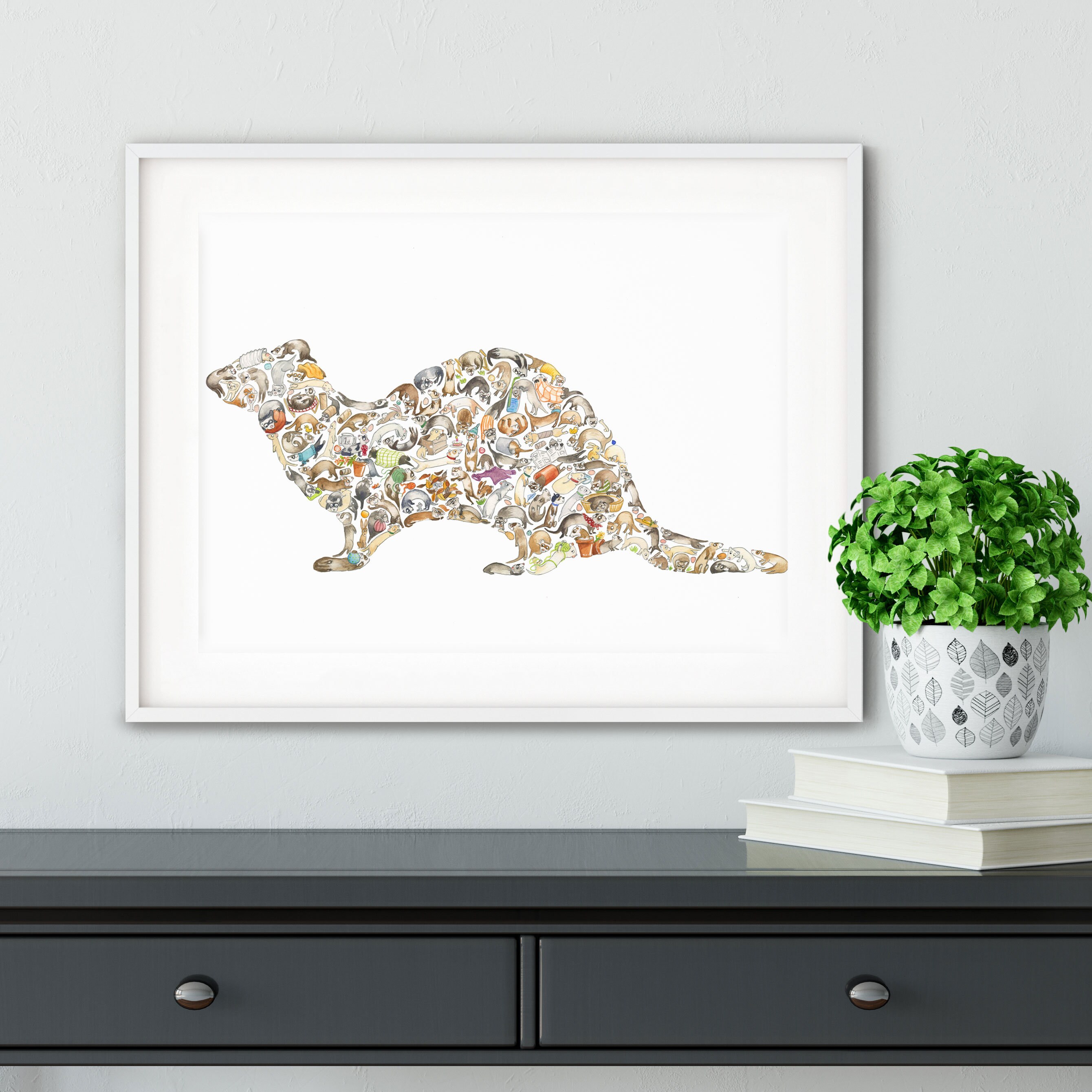Ferret Print, Nursery Decor, Nursery Art, Abc Print, Animal Print ...