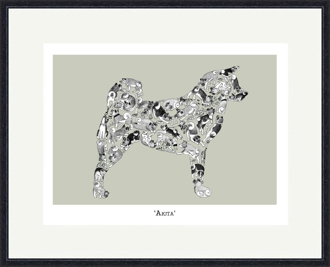 Akita Print, Akita Gifts, American Akita, Illustration, Akita Drawing ...