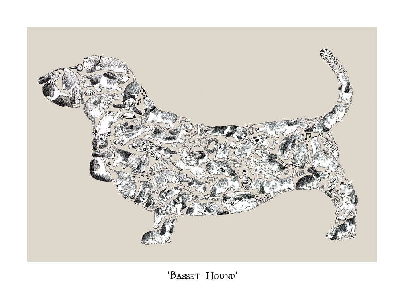 Basset Hound Print, Home Decor, Wall Art, Dog Breeds, Basset Hound Art ...