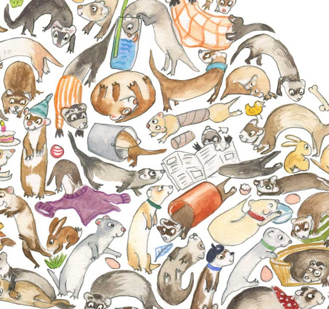 Ferret Print, Nursery Decor, Nursery Art, Abc Print, Animal Print ...