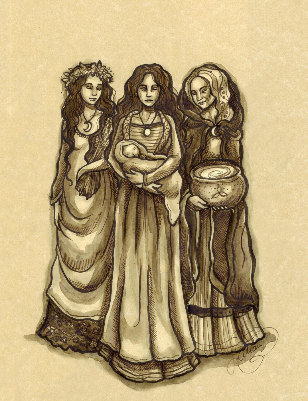 Maiden Mother Crone print - Etsy