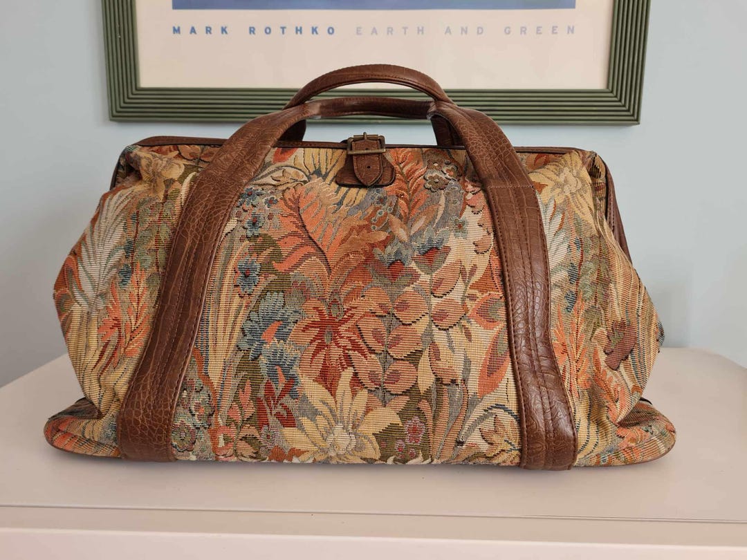 Vintage 1980s Carpet Tapestry Weekend Bag Holdall Roomy St Michael - Etsy