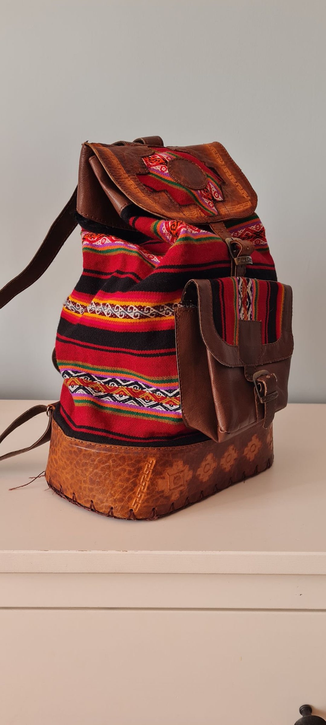 Vintage Mexican Artisanal Leather Handicraft Day Pack/ruck Sack - Etsy