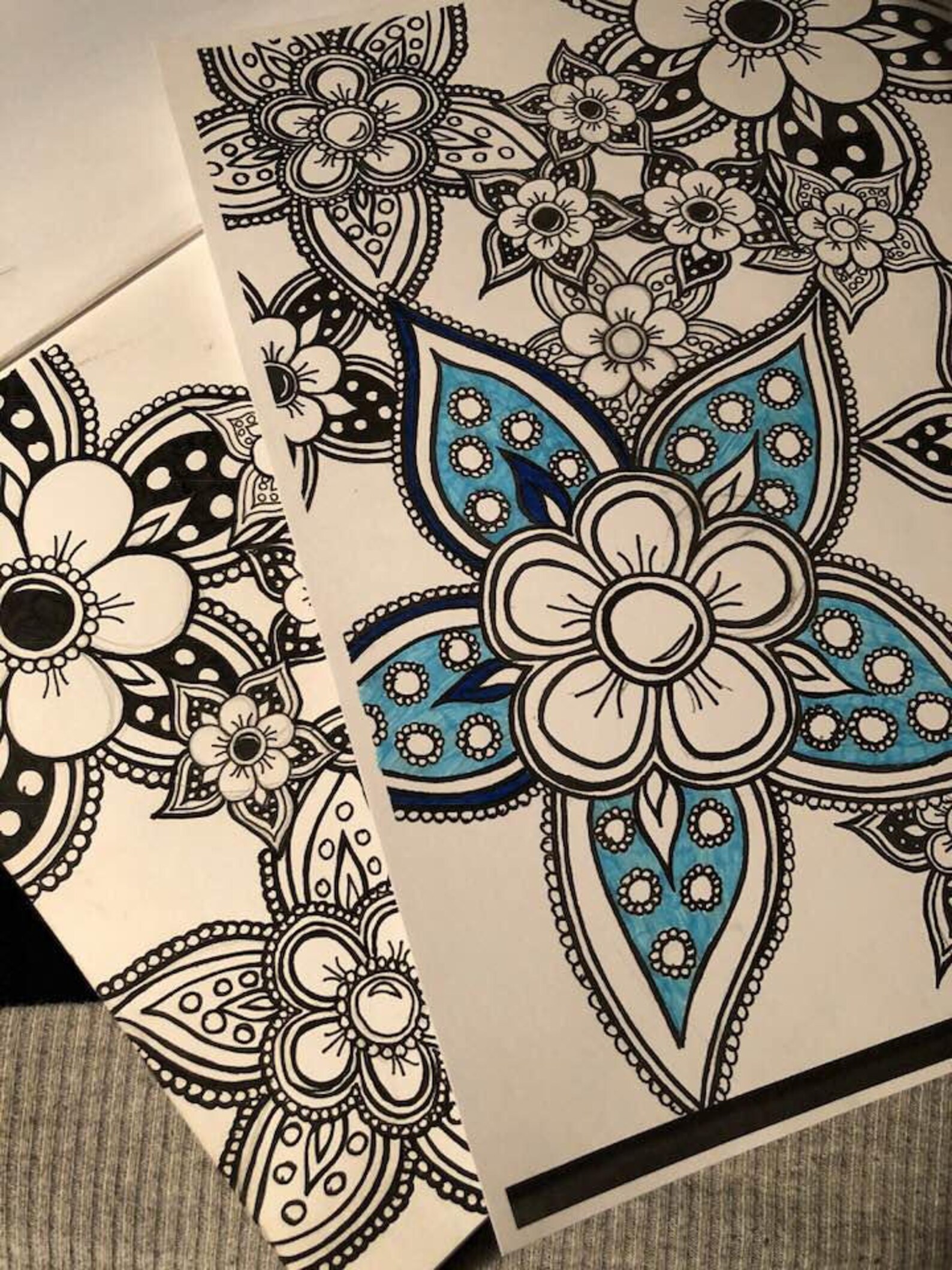 Coloring Page Hand Drawn Boho Flowers Zen Ink - Etsy