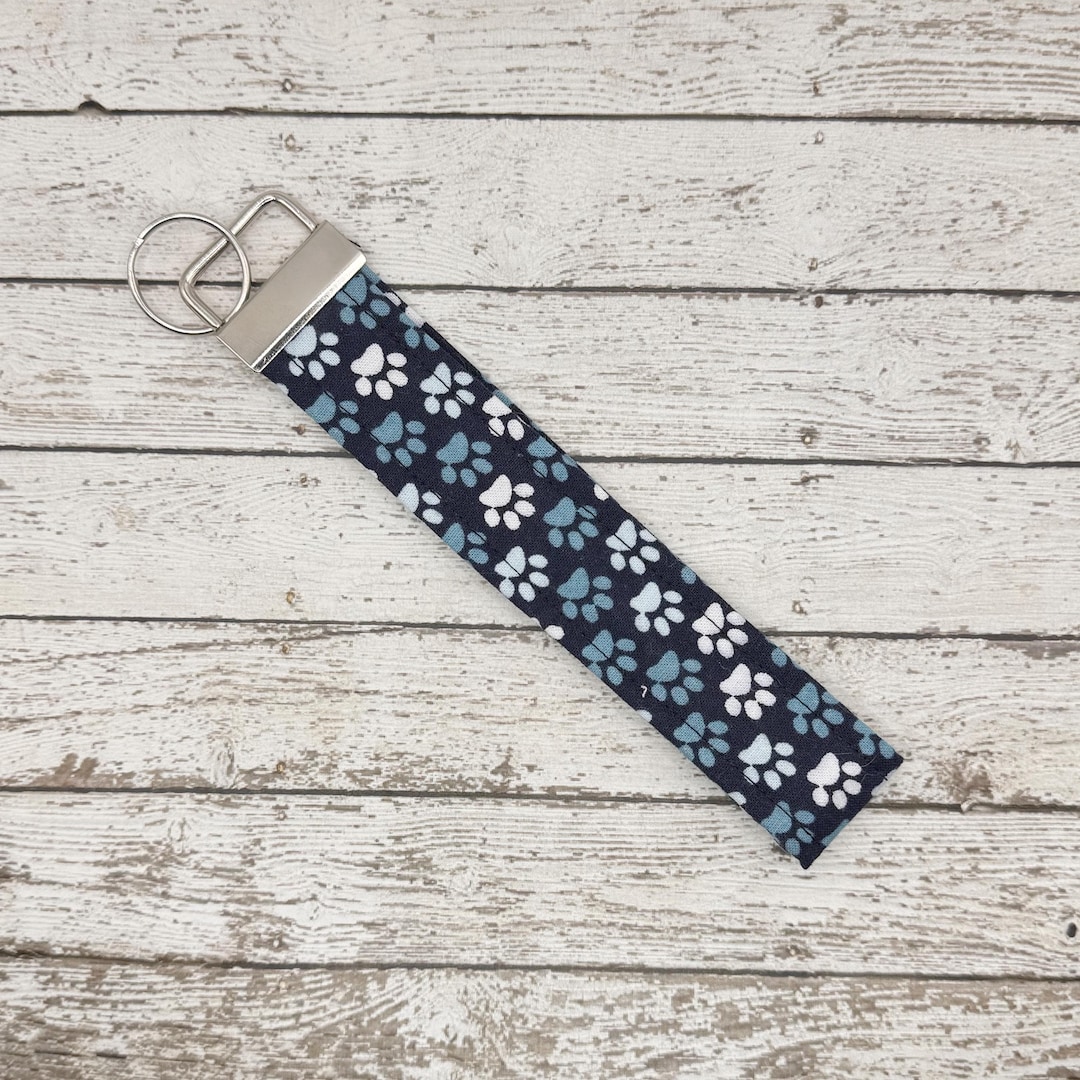 Paw Print Keychain , Wristlet Keychain, Fabric Key Chain, Sewn Keychain ...