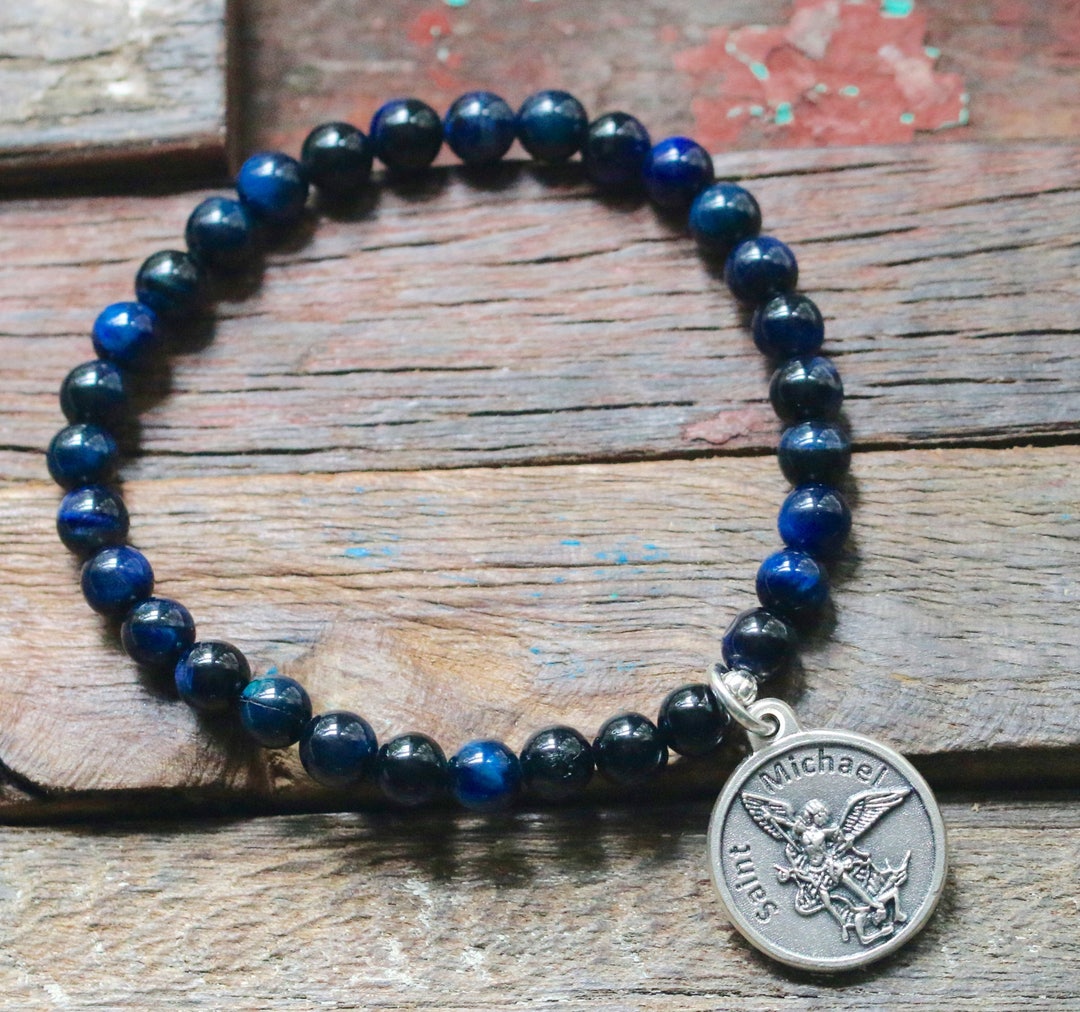 Thin Blue Line St Michael Stretch Bracelet - Etsy