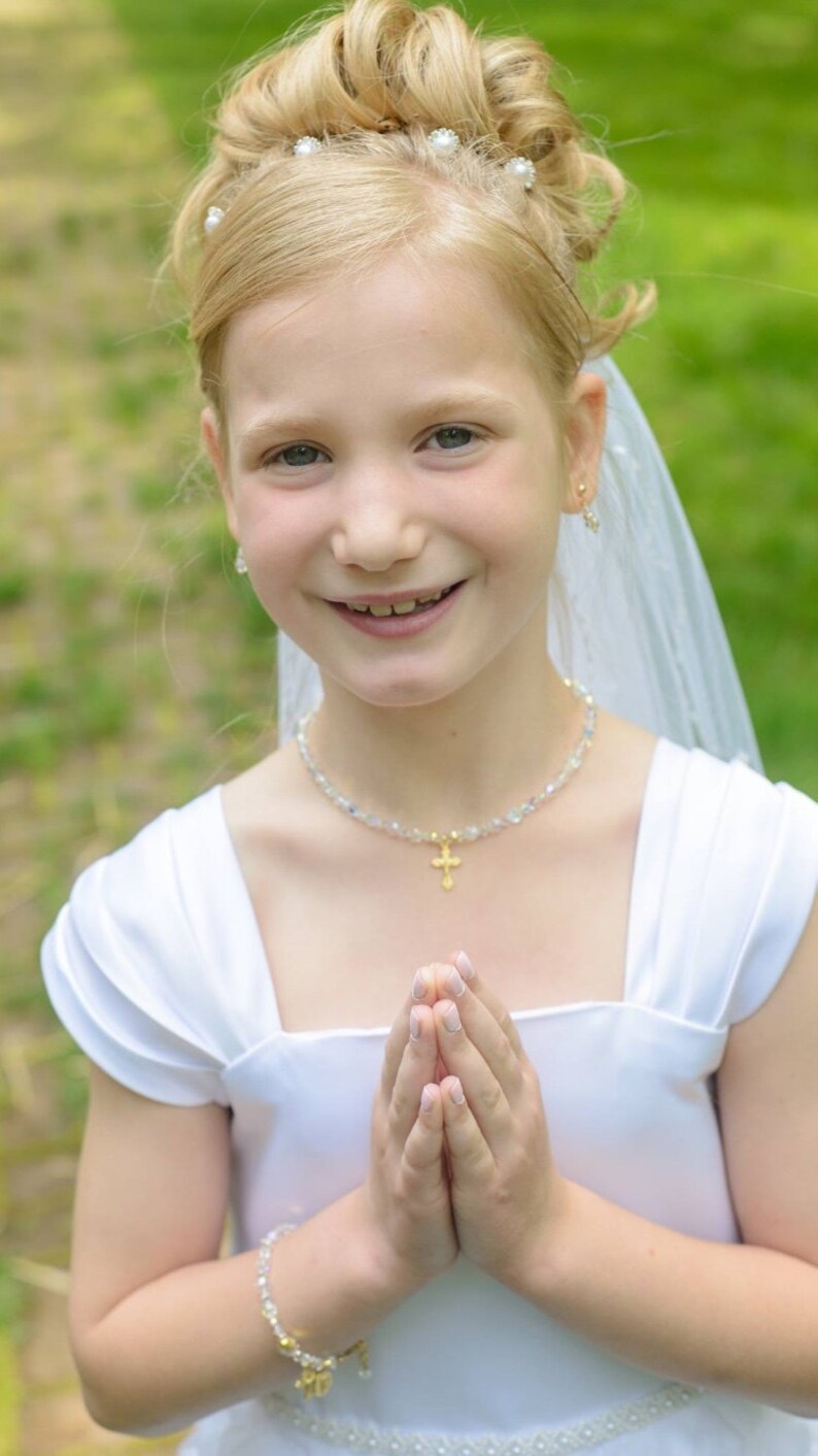 First Holy Communion Swarovski Crystal Necklace - Etsy