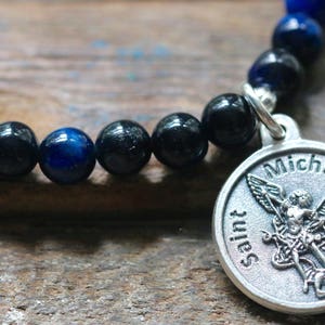 Thin Blue Line St Michael Stretch Bracelet - Etsy
