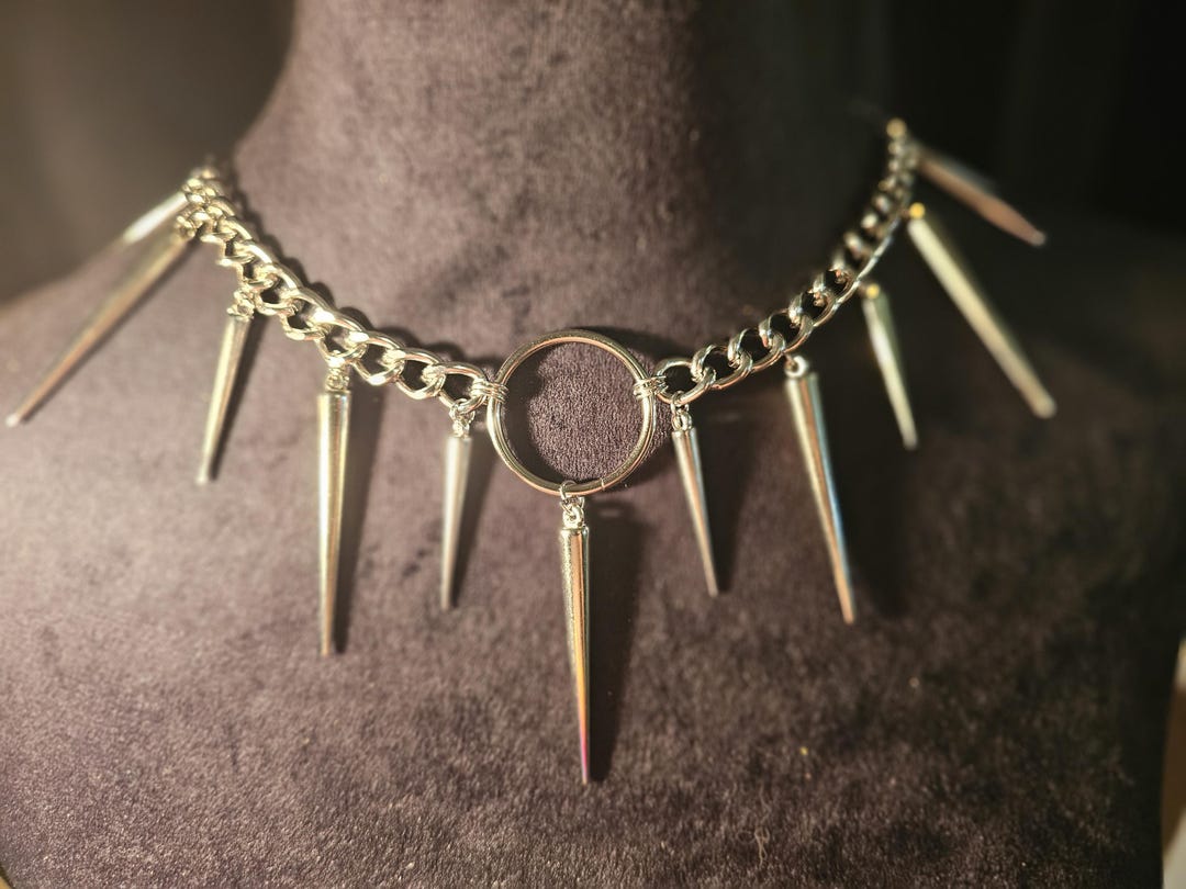 Spikey Gothic Spikes Alt Halloween Spooky Necklace Choker Gothic Punk ...
