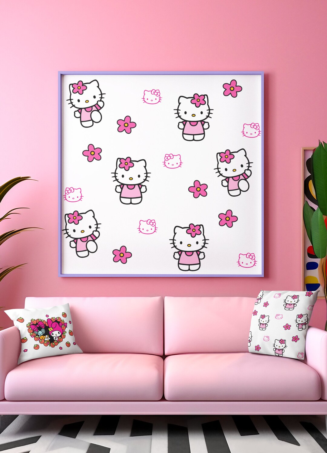 Hello Kitty Indoor Wall Tapestries, Sanrio Flag, Cute Kawaii Pastel ...