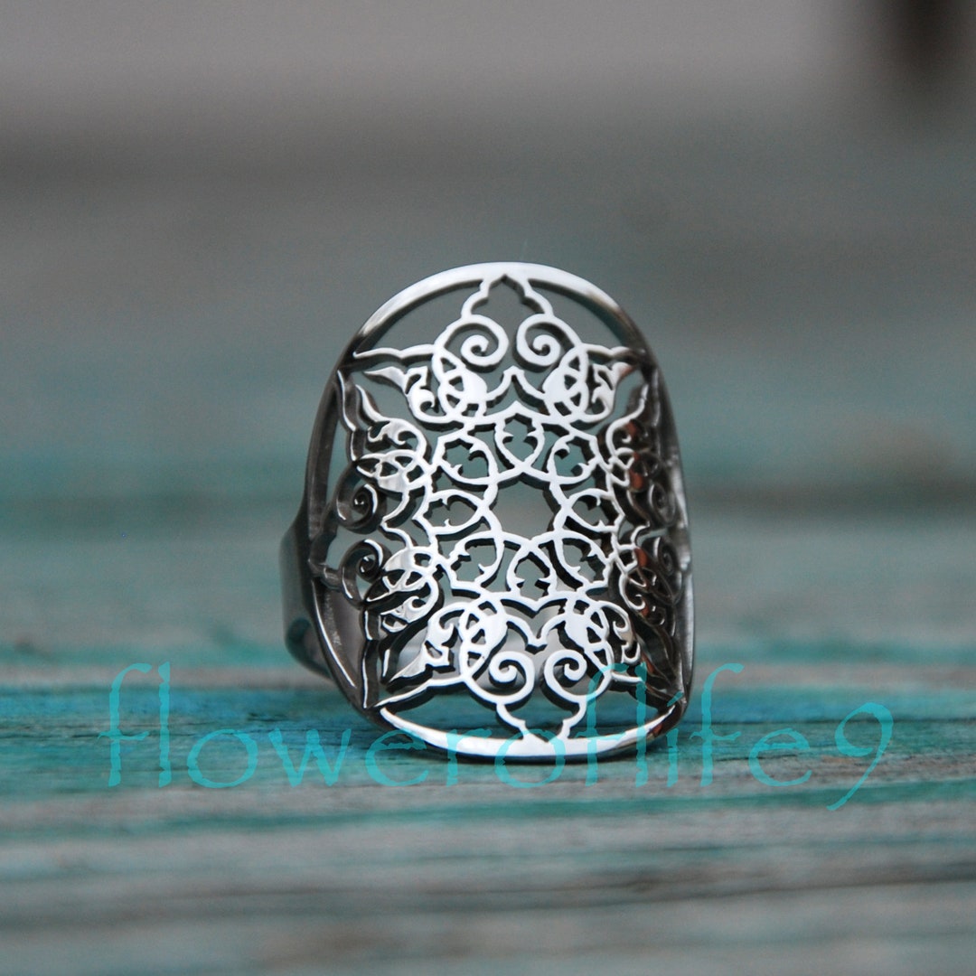 Mandala Healing Ring - Stainless Steel - Etsy