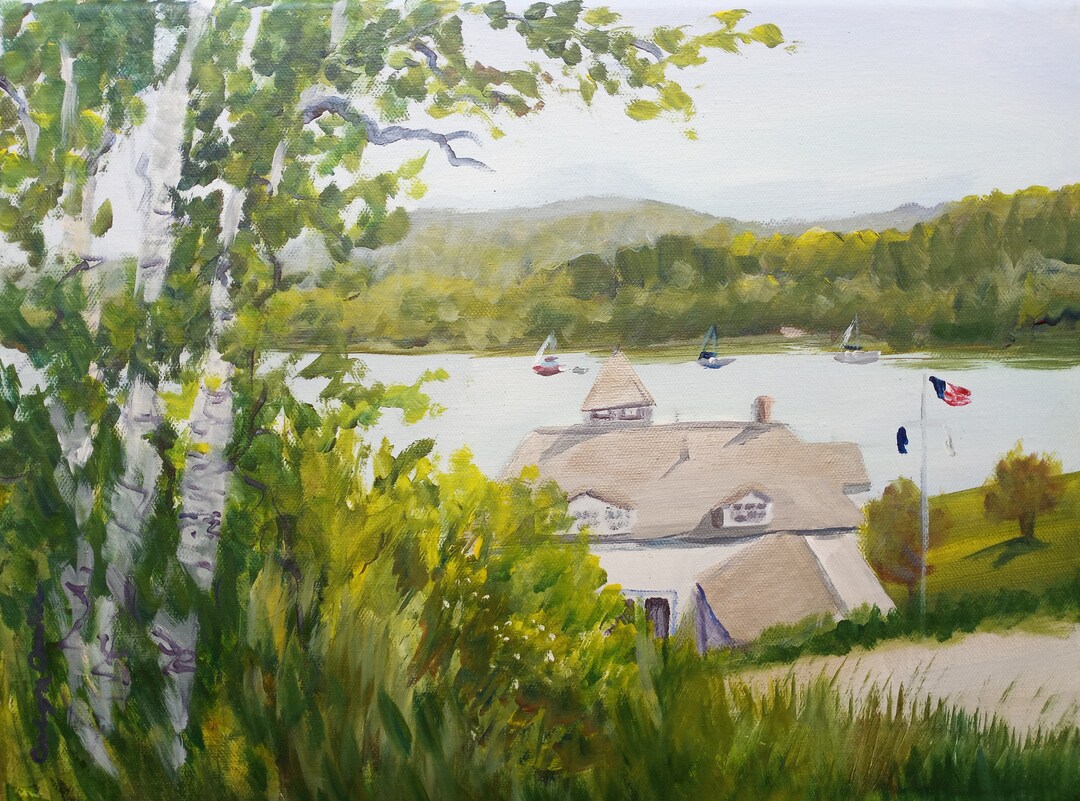 Original Art, Betsie Lake Viewpoint, Elberta Michigan, Acrylic Painting ...