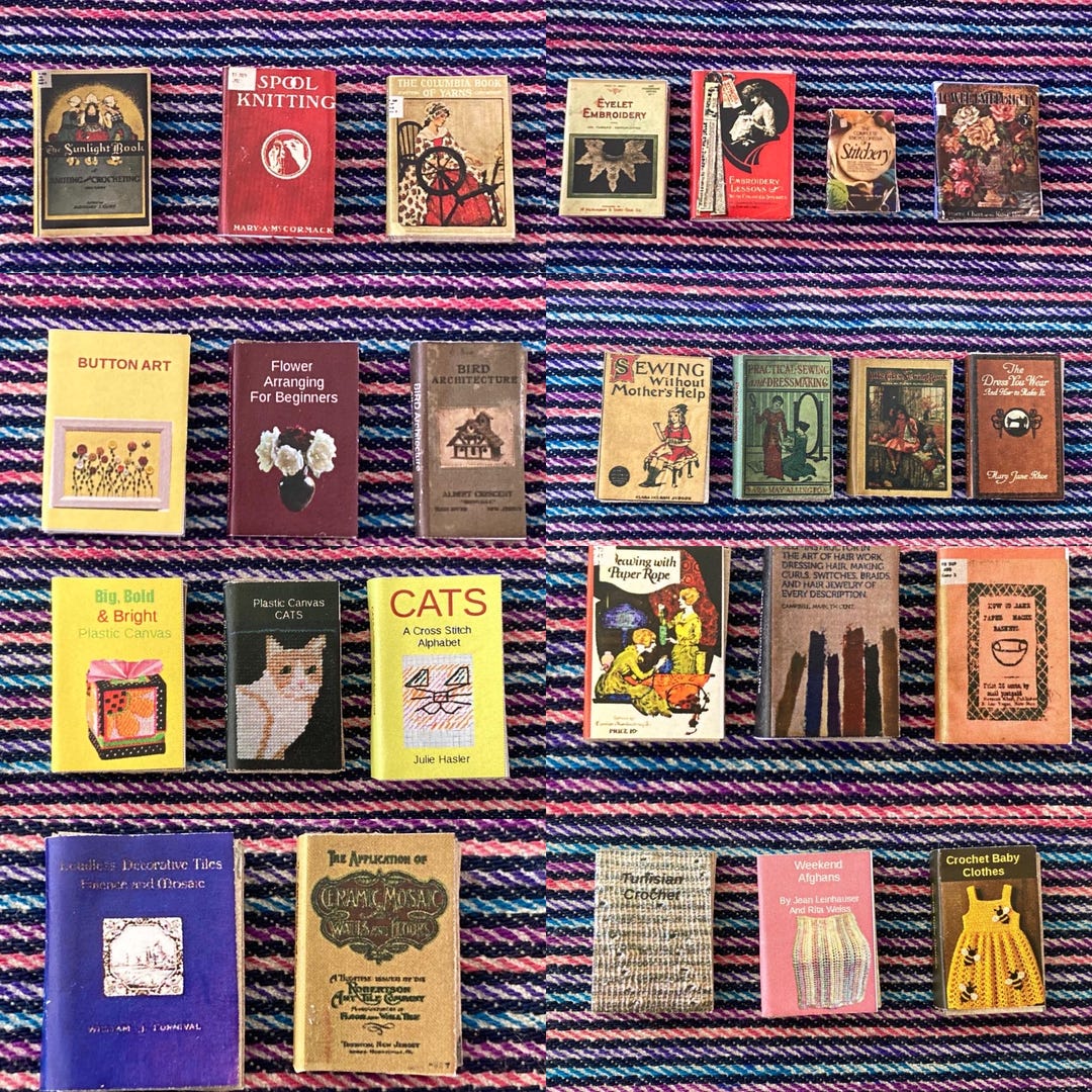 Lot of CRAFT books tiny one inch tall library dollhouse 1/12 scale ...