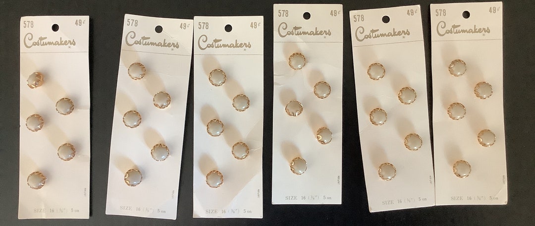 Costumakers Vintage 30 Pearl White Gold Edge Buttons on Original Card 3 ...