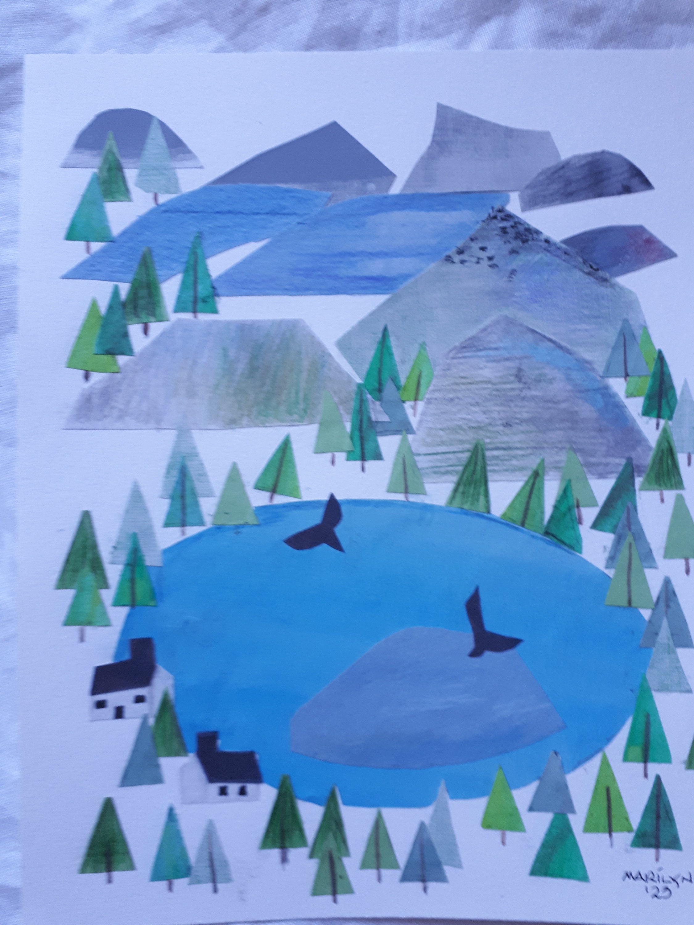 Cut Paper Collage Picture Mountain Lake Nature Lovers - Etsy