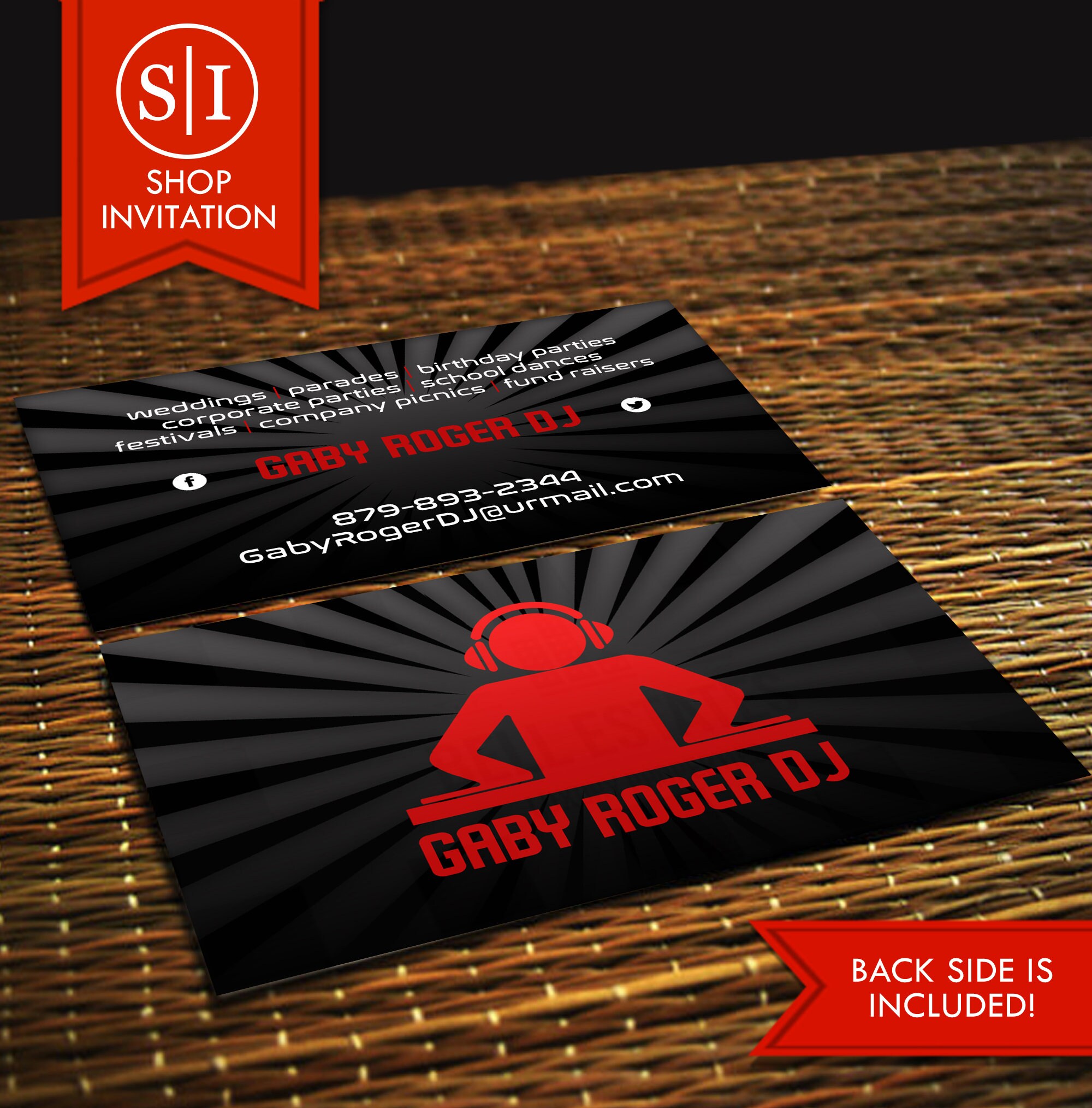 Custom DJ Disc Jockey Business Card Music Nightclub Party Event Dancing ...