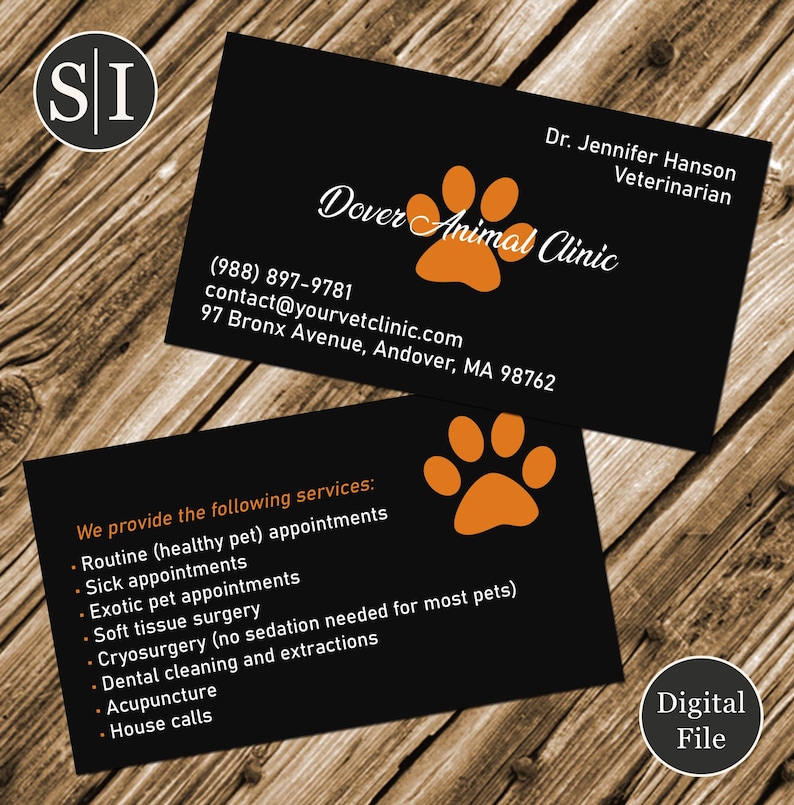 Veterinarian & Animal Care Business Card | Vet Clinic, Mobile Vet and ...