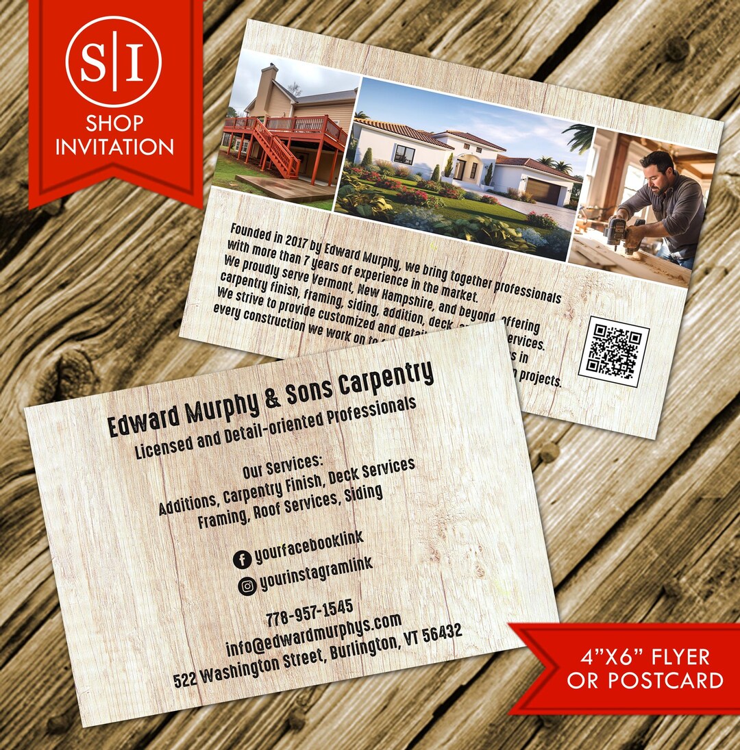 Custom Handyman Postcards Flyers 4 X 6 Carpenter, Remodeling, Tools ...